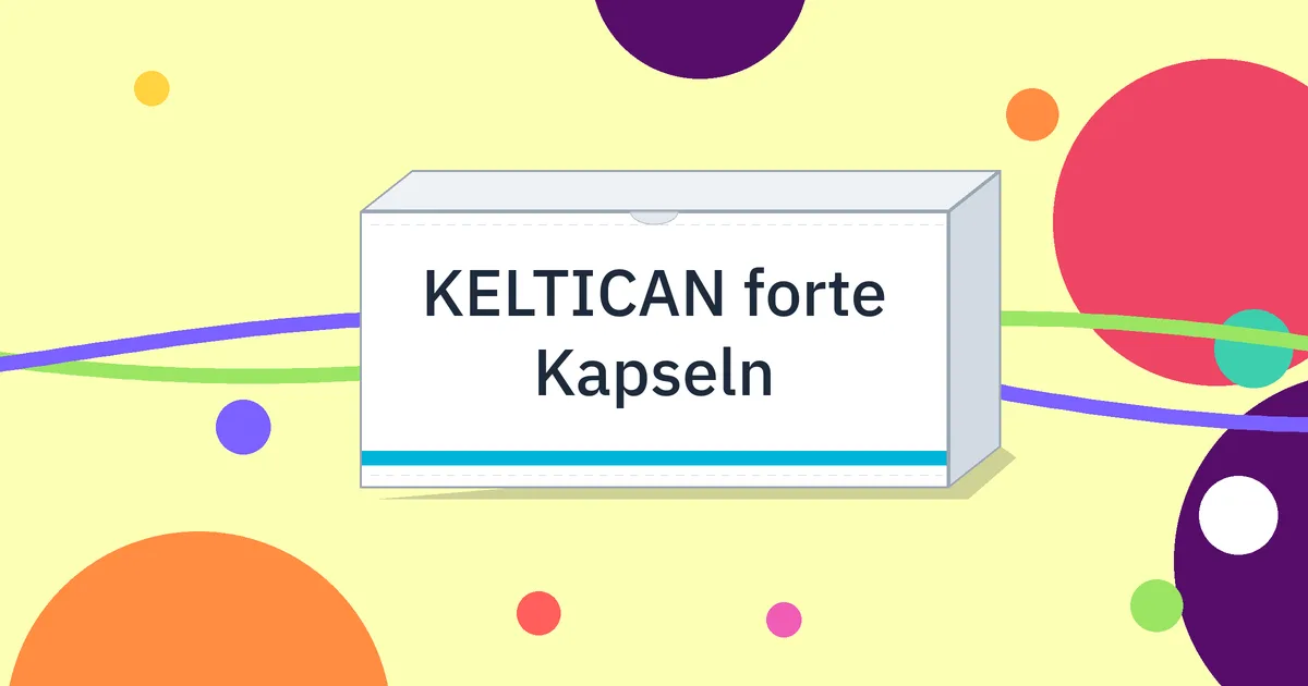 Symbolbild: Packung mit der Aufschrift KELTICAN forte Kapseln (PZN 16872297) – Verfügbarkeit und Bezug in Apotheken in Frankfurt am Main
