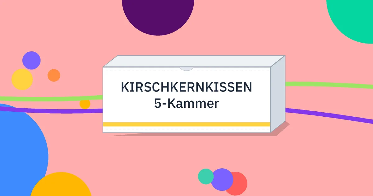 Symbolbild: Packung mit der Aufschrift KIRSCHKERNKISSEN 5-Kammer (PZN 18770968) – Verfügbarkeit und Bezug in Apotheken in Frankfurt am Main