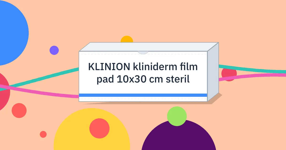 Symbolbild: Packung mit der Aufschrift KLINION kliniderm film pad 10x30 cm steril (PZN 19808615) – Verfügbarkeit und Bezug in Apotheken in Frankfurt am Main
