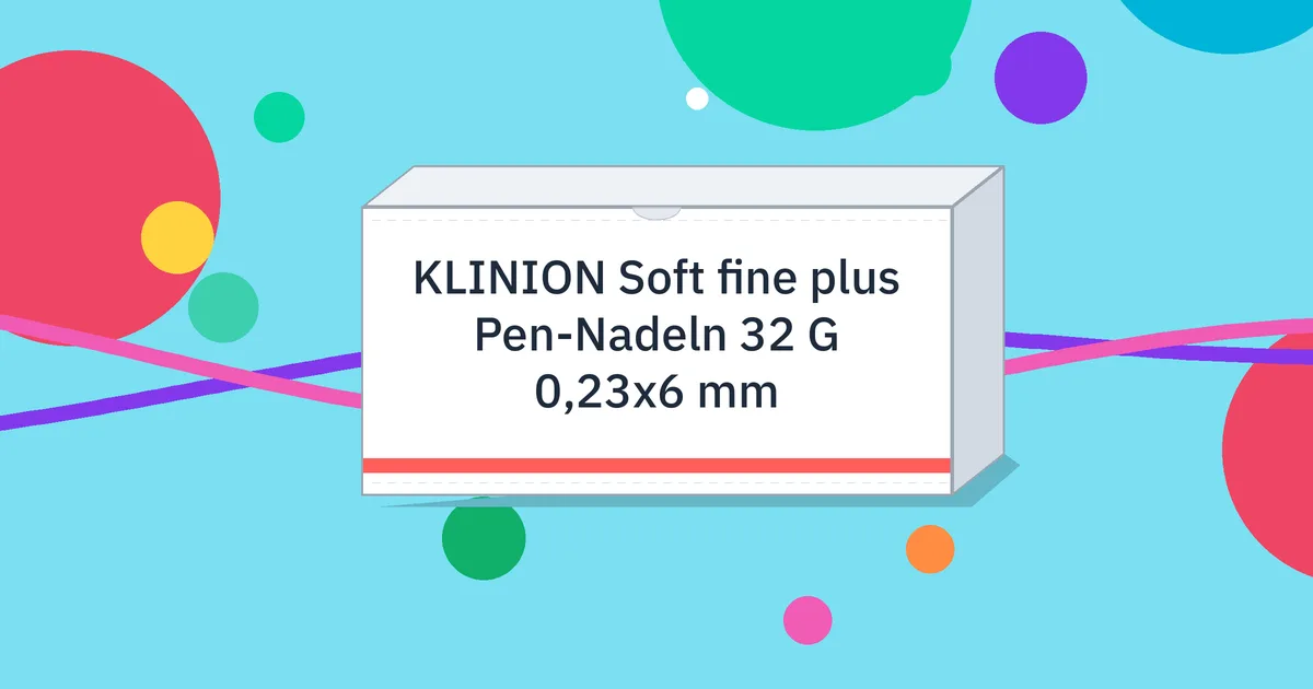 Symbolbild: Packung mit der Aufschrift KLINION Soft fine plus Pen-Nadeln 32 G 0,23x6 mm (PZN 11340242) – Verfügbarkeit und Bezug in Apotheken in Frankfurt am Main