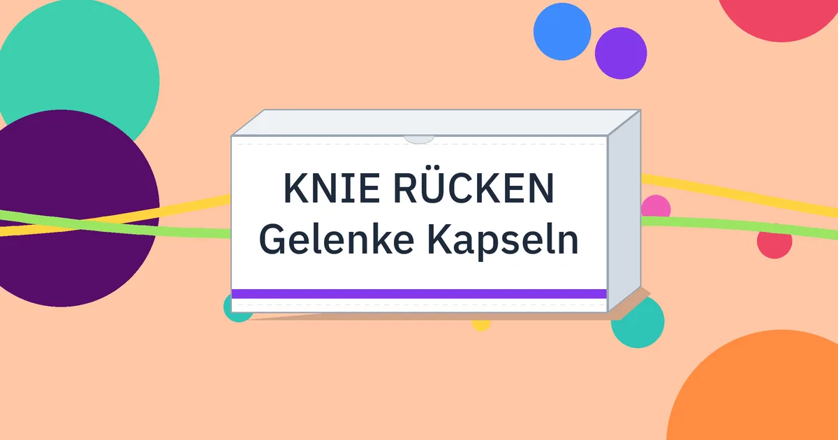 Symbolbild: Packung mit der Aufschrift KNIE RÜCKEN Gelenke Kapseln (PZN 18039534) – Verfügbarkeit und Bezug in Apotheken in Frankfurt am Main