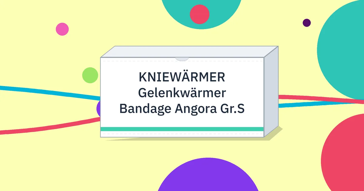 Symbolbild: Packung mit der Aufschrift KNIEWÄRMER Gelenkwärmer Bandage Angora Gr.S (PZN 19390831) – Verfügbarkeit und Bezug in Apotheken in Frankfurt am Main