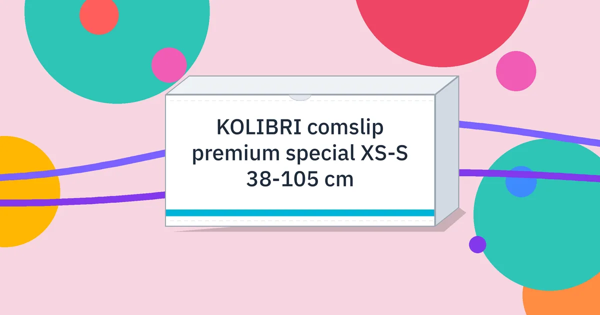 Symbolbild: Packung mit der Aufschrift KOLIBRI comslip premium special XS-S 38-105 cm (PZN 11036231) – Verfügbarkeit und Bezug in Apotheken in Frankfurt am Main