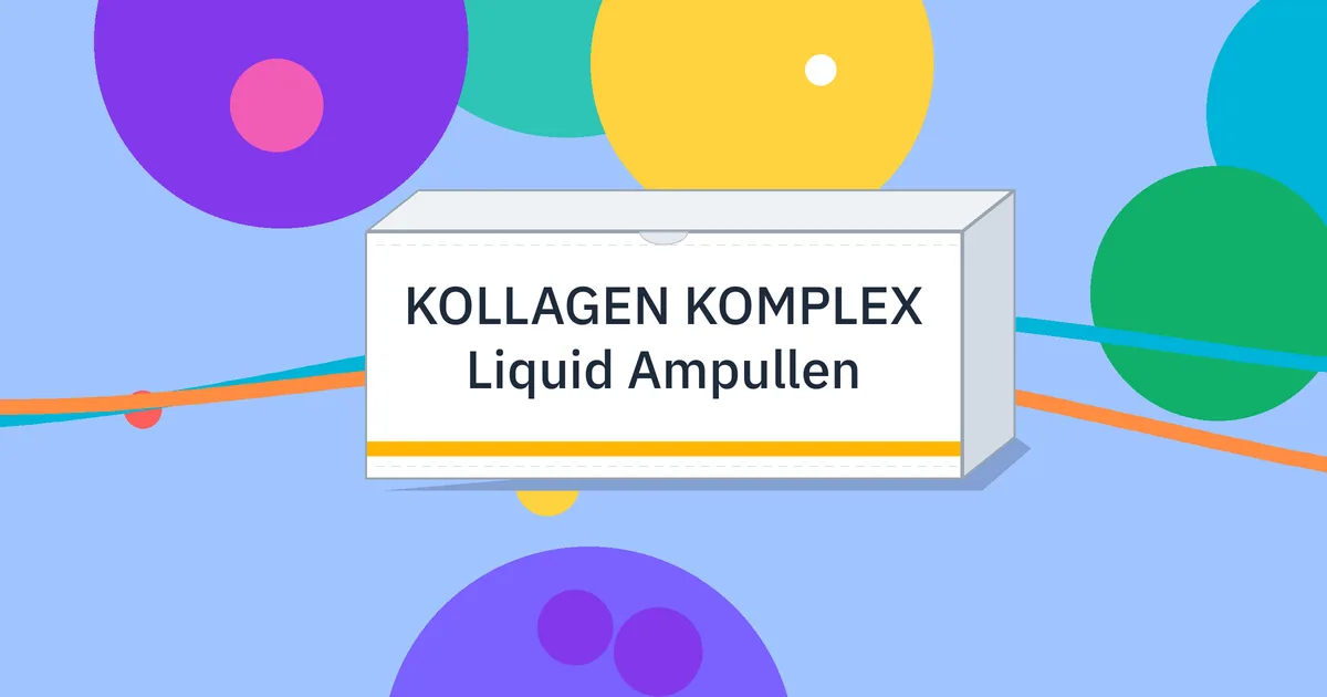Symbolbild: Packung mit der Aufschrift KOLLAGEN KOMPLEX Liquid Ampullen (PZN 19438087) – Verfügbarkeit und Bezug in Apotheken in Frankfurt am Main