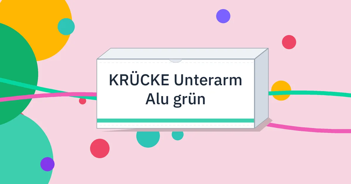 Symbolbild: Packung mit der Aufschrift KRÜCKE Unterarm Alu grün (PZN 03854659) – Verfügbarkeit und Bezug in Apotheken in Frankfurt am Main