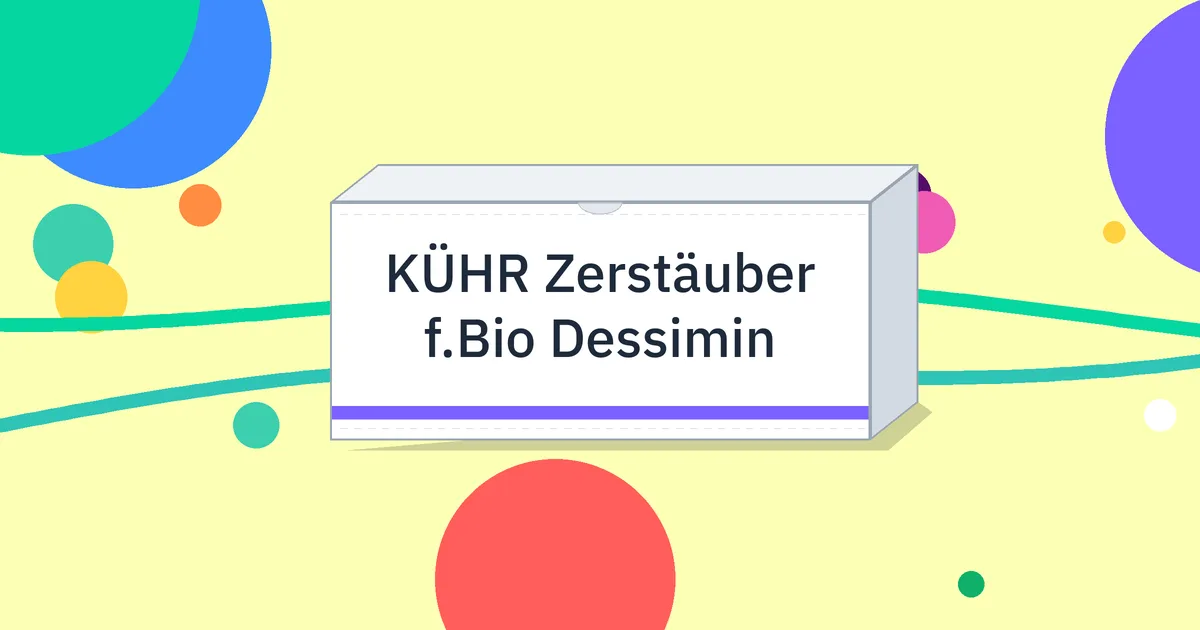 Symbolbild: Packung mit der Aufschrift KÜHR Zerstäuber f.Bio Dessimin (PZN 04355757) – Verfügbarkeit und Bezug in Apotheken in Frankfurt am Main