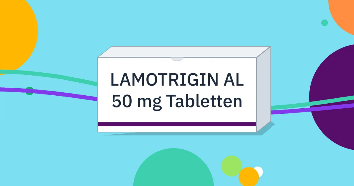 Symbolbild: Packung mit der Aufschrift LAMOTRIGIN AL 50 mg Tabletten (PZN 04192396) – Verfügbarkeit und Bezug in Apotheken in Frankfurt am Main