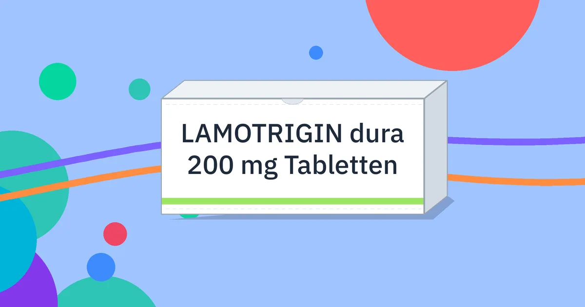 Symbolbild: Packung mit der Aufschrift LAMOTRIGIN dura 200 mg Tabletten (PZN 04385669) – Verfügbarkeit und Bezug in Apotheken in Frankfurt am Main