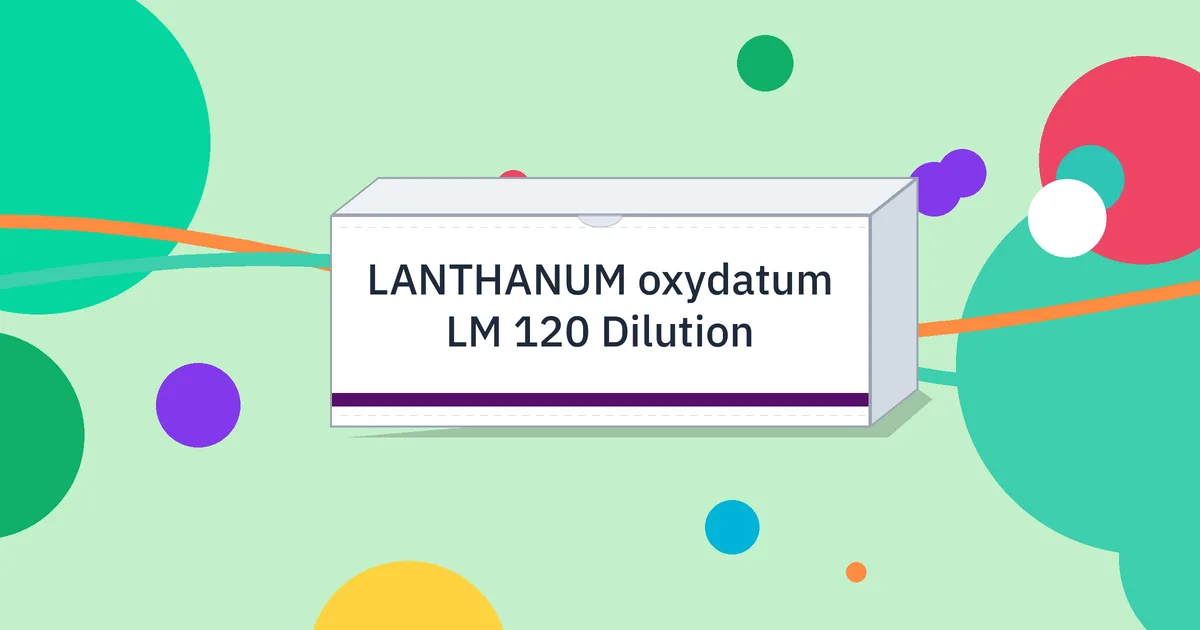 Symbolbild: Packung mit der Aufschrift LANTHANUM oxydatum LM 120 Dilution (PZN 13522533) – Verfügbarkeit und Bezug in Apotheken in Frankfurt am Main