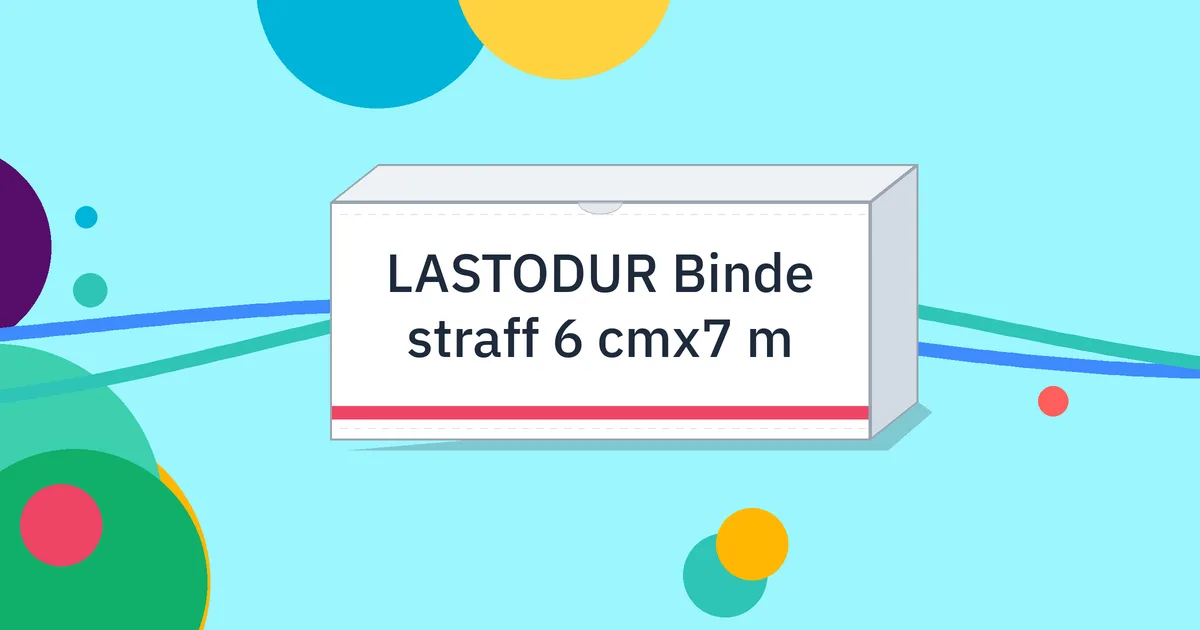 Symbolbild: Packung mit der Aufschrift LASTODUR Binde straff 6 cmx7 m (PZN 00614245) – Verfügbarkeit und Bezug in Apotheken in Frankfurt am Main