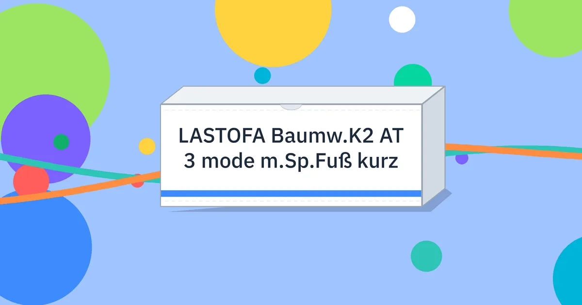 Symbolbild: Packung mit der Aufschrift LASTOFA Baumw.K2 AT 3 mode m.Sp.Fuß kurz (PZN 01950548) – Verfügbarkeit und Bezug in Apotheken in Frankfurt am Main