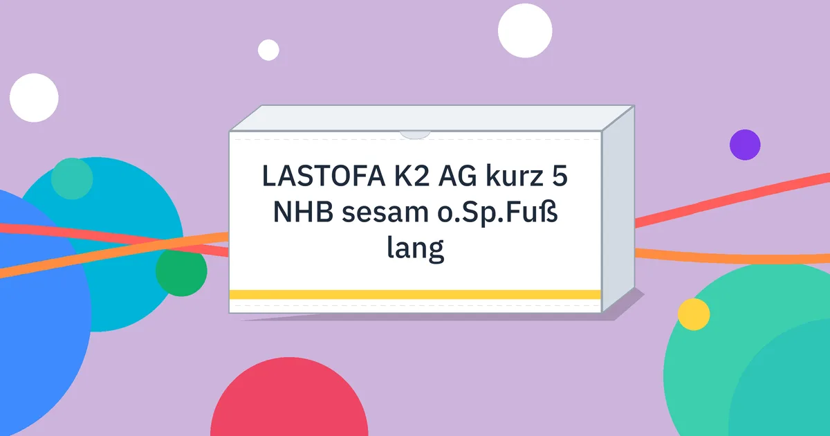 Symbolbild: Packung mit der Aufschrift LASTOFA K2 AG kurz 5 NHB sesam o.Sp.Fuß lang (PZN 14150281) – Verfügbarkeit und Bezug in Apotheken in Frankfurt am Main