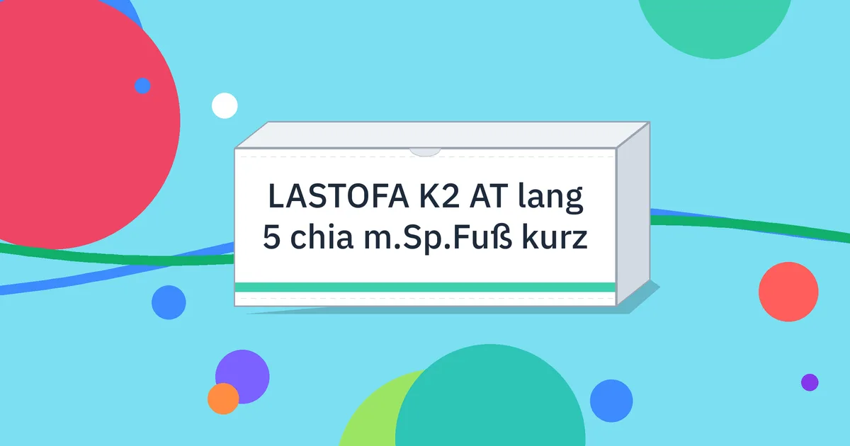 Symbolbild: Packung mit der Aufschrift LASTOFA K2 AT lang 5 chia m.Sp.Fuß kurz (PZN 13809594) – Verfügbarkeit und Bezug in Apotheken in Frankfurt am Main