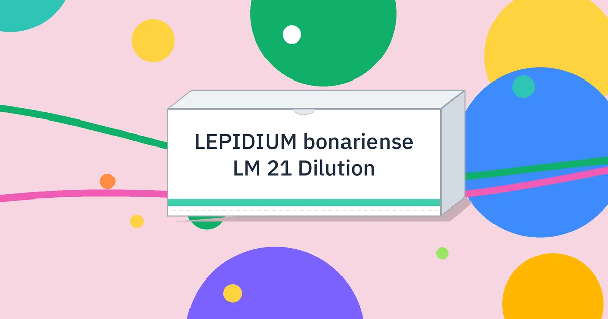 Symbolbild: Packung mit der Aufschrift LEPIDIUM bonariense LM 21 Dilution (PZN 13526471) – Verfügbarkeit und Bezug in Apotheken in Frankfurt am Main