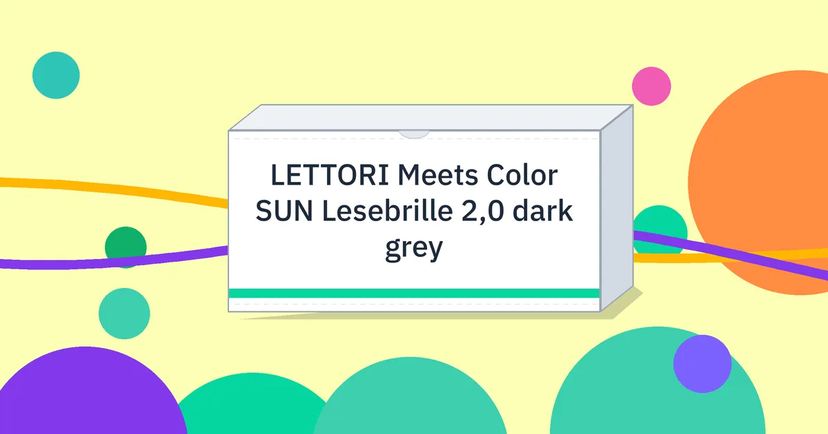 Symbolbild: Packung mit der Aufschrift LETTORI Meets Color SUN Lesebrille 2,0 dark grey (PZN 11162958) – Verfügbarkeit und Bezug in Apotheken in Frankfurt am Main