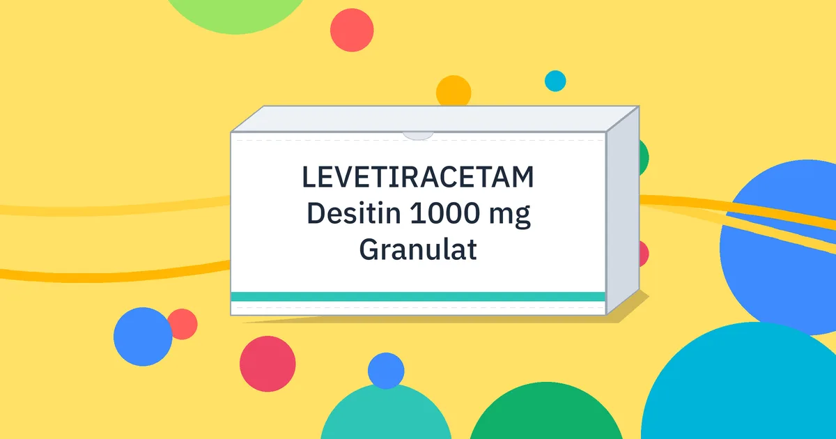 Symbolbild: Packung mit der Aufschrift LEVETIRACETAM Desitin 1000 mg Granulat (PZN 08891889) – Verfügbarkeit und Bezug in Apotheken in Frankfurt am Main