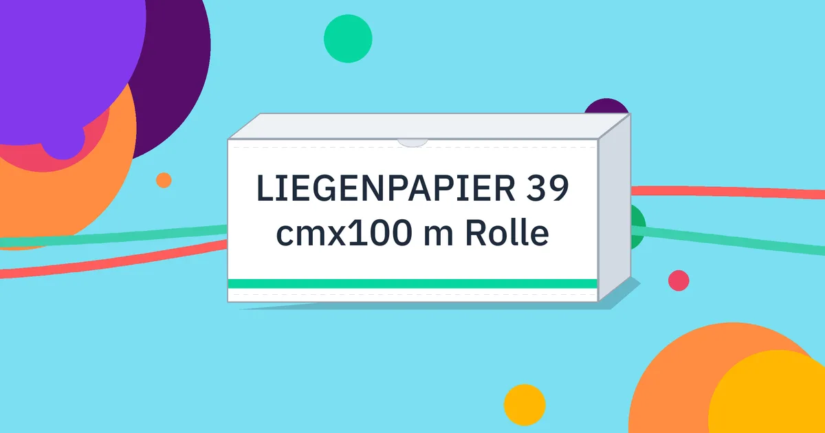 Symbolbild: Packung mit der Aufschrift LIEGENPAPIER 39 cmx100 m Rolle (PZN 01306155) – Verfügbarkeit und Bezug in Apotheken in Frankfurt am Main