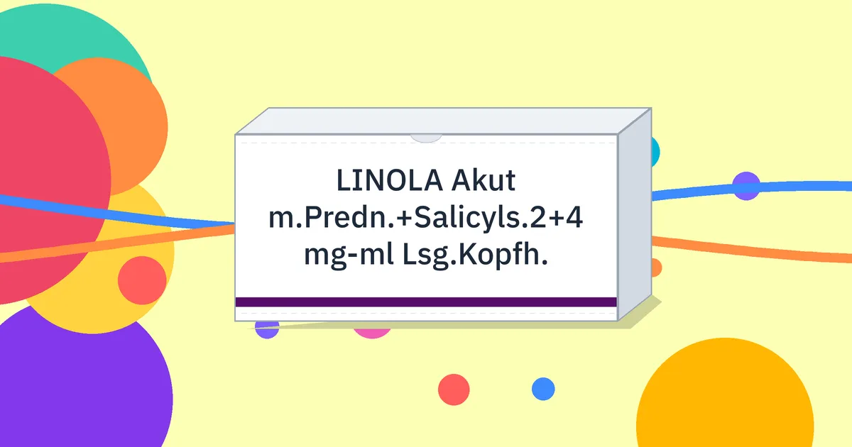 Symbolbild: Packung mit der Aufschrift LINOLA Akut m.Predn.+Salicyls.2+4 mg-ml Lsg.Kopfh. (PZN 20509645) – Verfügbarkeit und Bezug in Apotheken in Frankfurt am Main
