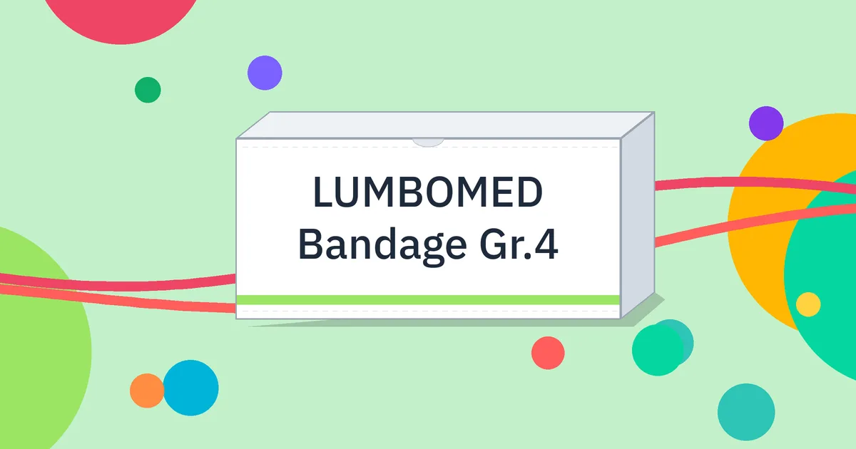 Symbolbild: Packung mit der Aufschrift LUMBOMED Bandage Gr.4 (PZN 02885244) – Verfügbarkeit und Bezug in Apotheken in Frankfurt am Main