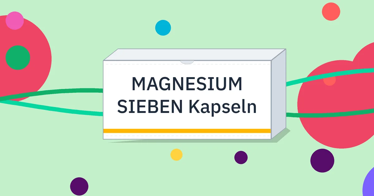Symbolbild: Packung mit der Aufschrift MAGNESIUM SIEBEN Kapseln (PZN 19455789) – Verfügbarkeit und Bezug in Apotheken in Frankfurt am Main