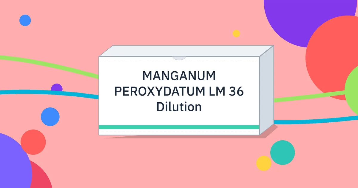 Symbolbild: Packung mit der Aufschrift MANGANUM PEROXYDATUM LM 36 Dilution (PZN 12945326) – Verfügbarkeit und Bezug in Apotheken in Frankfurt am Main