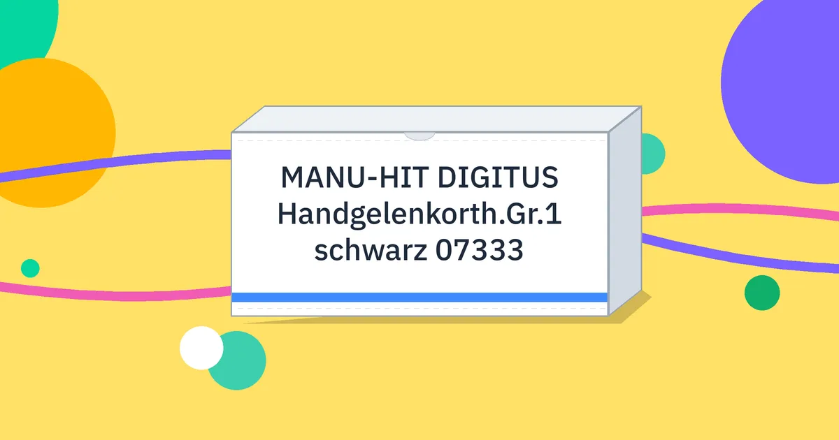 Symbolbild: Packung mit der Aufschrift MANU-HIT DIGITUS Handgelenkorth.Gr.1 schwarz 07333 (PZN 02512916) – Verfügbarkeit und Bezug in Apotheken in Frankfurt am Main