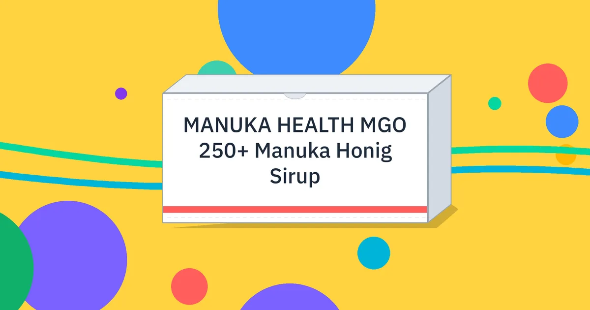 Symbolbild: Packung mit der Aufschrift MANUKA HEALTH MGO 250+ Manuka Honig Sirup (PZN 16878319) – Verfügbarkeit und Bezug in Apotheken in Frankfurt am Main
