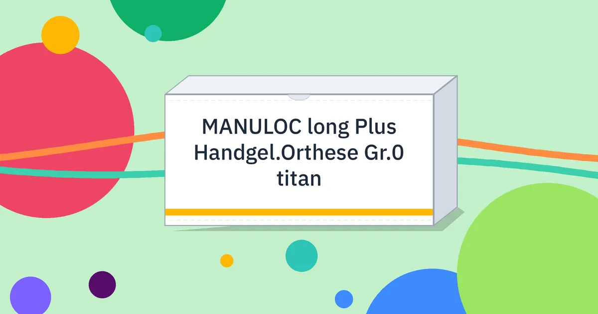Symbolbild: Packung mit der Aufschrift MANULOC long Plus Handgel.Orthese Gr.0 titan (PZN 11639515) – Verfügbarkeit und Bezug in Apotheken in Frankfurt am Main