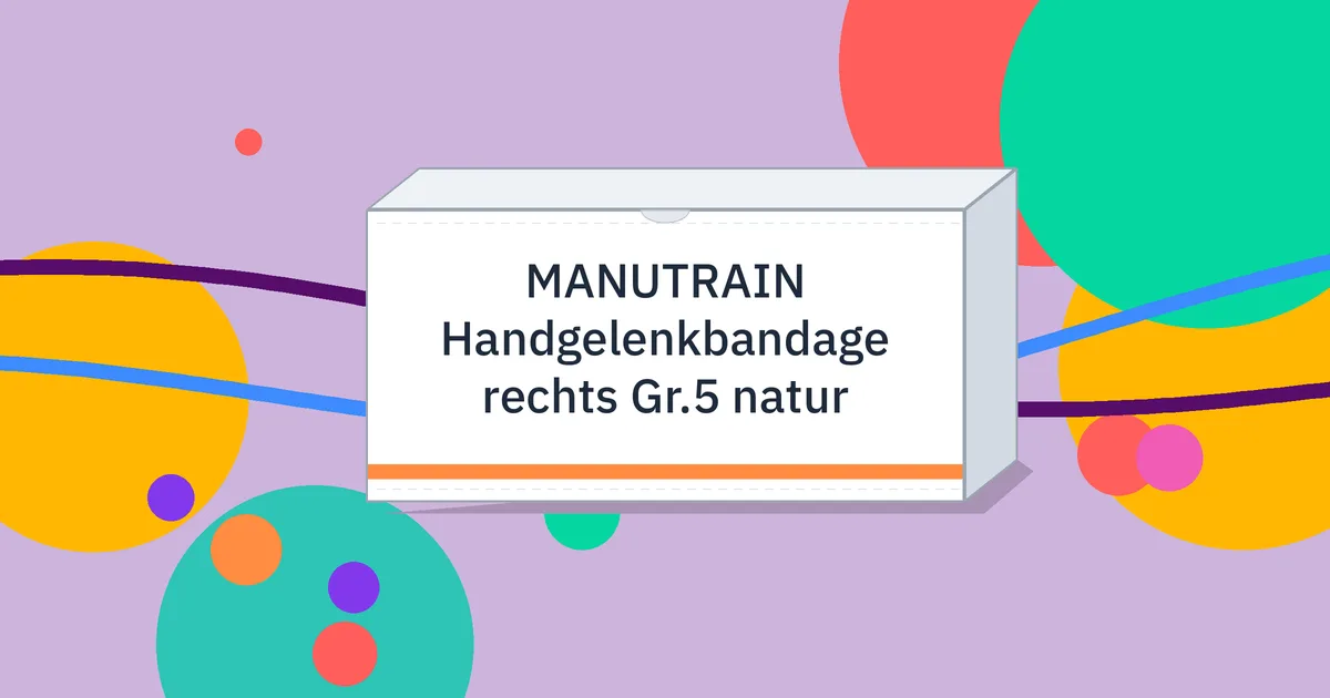 Symbolbild: Packung mit der Aufschrift MANUTRAIN Handgelenkbandage rechts Gr.5 natur (PZN 01285631) – Verfügbarkeit und Bezug in Apotheken in Frankfurt am Main