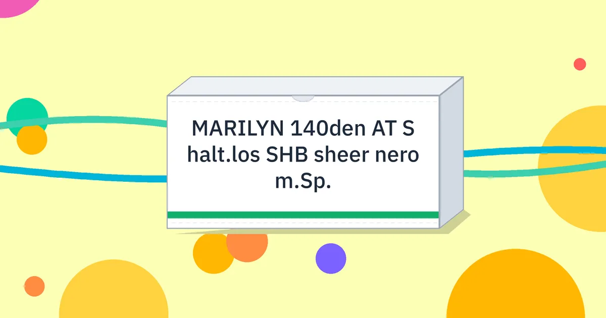 Symbolbild: Packung mit der Aufschrift MARILYN 140den AT S halt.los SHB sheer nero m.Sp. (PZN 16186840) – Verfügbarkeit und Bezug in Apotheken in Frankfurt am Main