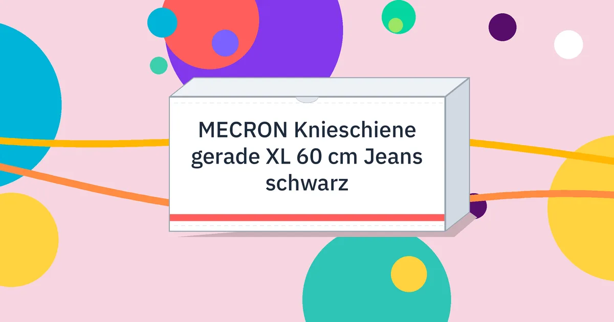 Symbolbild: Packung mit der Aufschrift MECRON Knieschiene gerade XL 60 cm Jeans schwarz (PZN 02906294) – Verfügbarkeit und Bezug in Apotheken in Frankfurt am Main