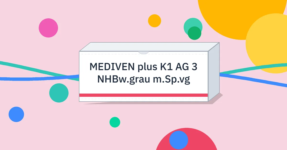 Symbolbild: Packung mit der Aufschrift MEDIVEN plus K1 AG 3 NHBw.grau m.Sp.vg (PZN 18939456) – Verfügbarkeit und Bezug in Apotheken in Frankfurt am Main