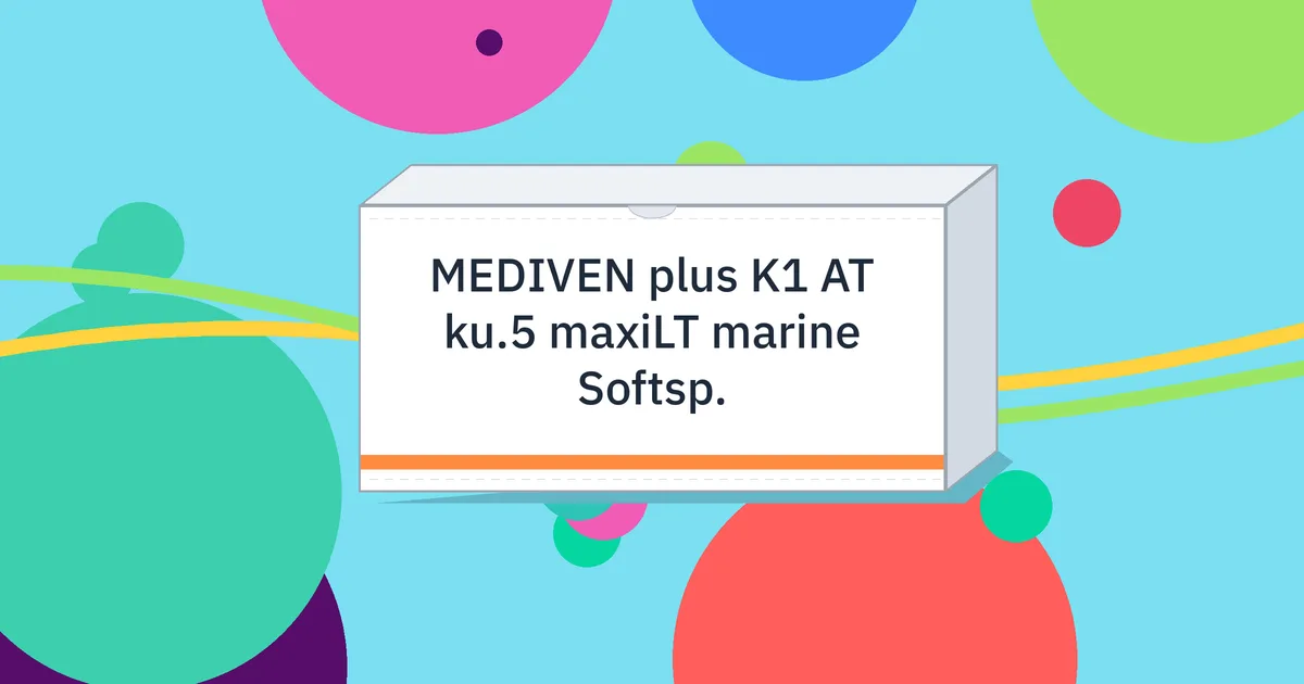 Symbolbild: Packung mit der Aufschrift MEDIVEN plus K1 AT ku.5 maxiLT marine Softsp. (PZN 15068742) – Verfügbarkeit und Bezug in Apotheken in Frankfurt am Main