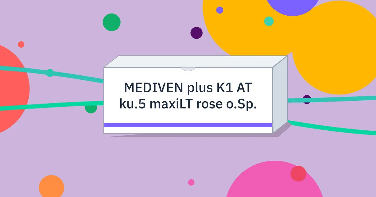 Symbolbild: Packung mit der Aufschrift MEDIVEN plus K1 AT ku.5 maxiLT rose o.Sp. (PZN 15069262) – Verfügbarkeit und Bezug in Apotheken in Frankfurt am Main