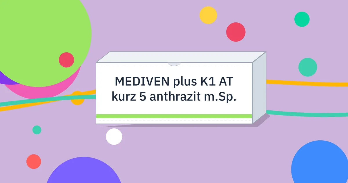 Symbolbild: Packung mit der Aufschrift MEDIVEN plus K1 AT kurz 5 anthrazit m.Sp. (PZN 15026212) – Verfügbarkeit und Bezug in Apotheken in Frankfurt am Main