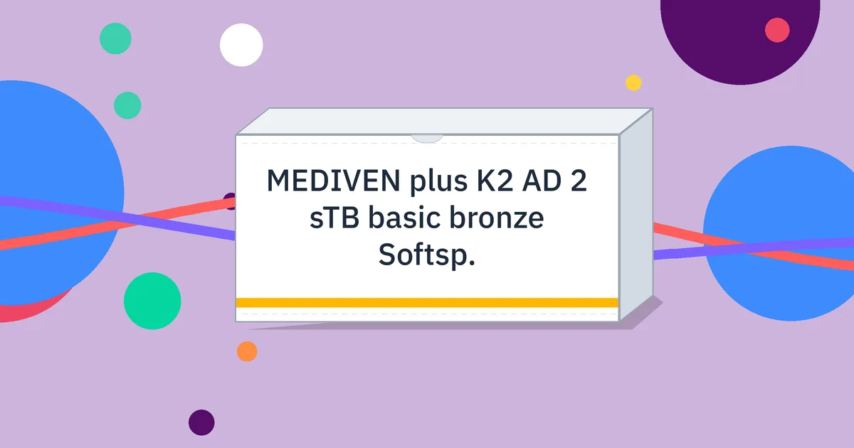 Symbolbild: Packung mit der Aufschrift MEDIVEN plus K2 AD 2 sTB basic bronze Softsp. (PZN 15096224) – Verfügbarkeit und Bezug in Apotheken in Frankfurt am Main