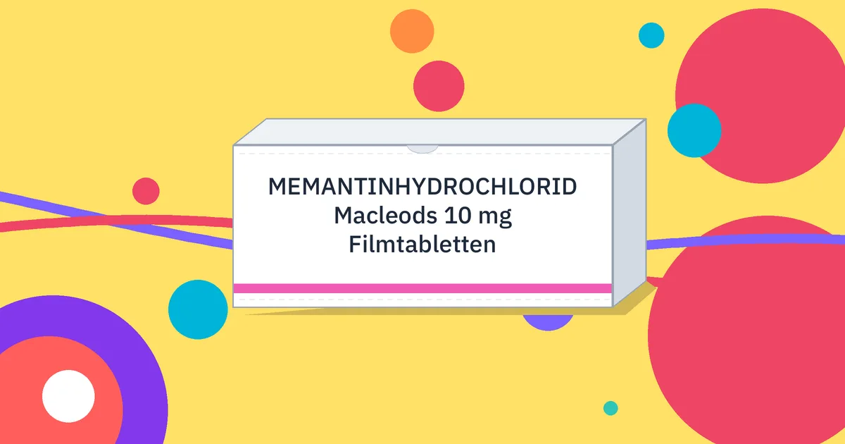 Symbolbild: Packung mit der Aufschrift MEMANTINHYDROCHLORID Macleods 10 mg Filmtabletten (PZN 18439334) – Verfügbarkeit und Bezug in Apotheken in Frankfurt am Main