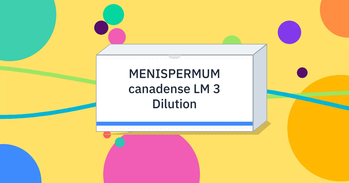 Symbolbild: Packung mit der Aufschrift MENISPERMUM canadense LM 3 Dilution (PZN 13603183) – Verfügbarkeit und Bezug in Apotheken in Frankfurt am Main