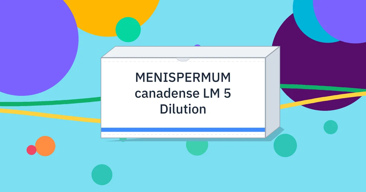 Symbolbild: Packung mit der Aufschrift MENISPERMUM canadense LM 5 Dilution (PZN 13603214) – Verfügbarkeit und Bezug in Apotheken in Frankfurt am Main