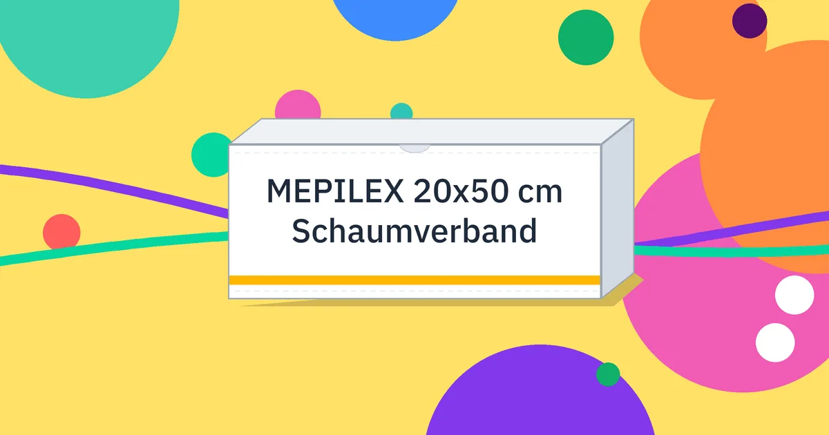 Symbolbild: Packung mit der Aufschrift MEPILEX 20x50 cm Schaumverband (PZN 07391908) – Verfügbarkeit und Bezug in Apotheken in Frankfurt am Main