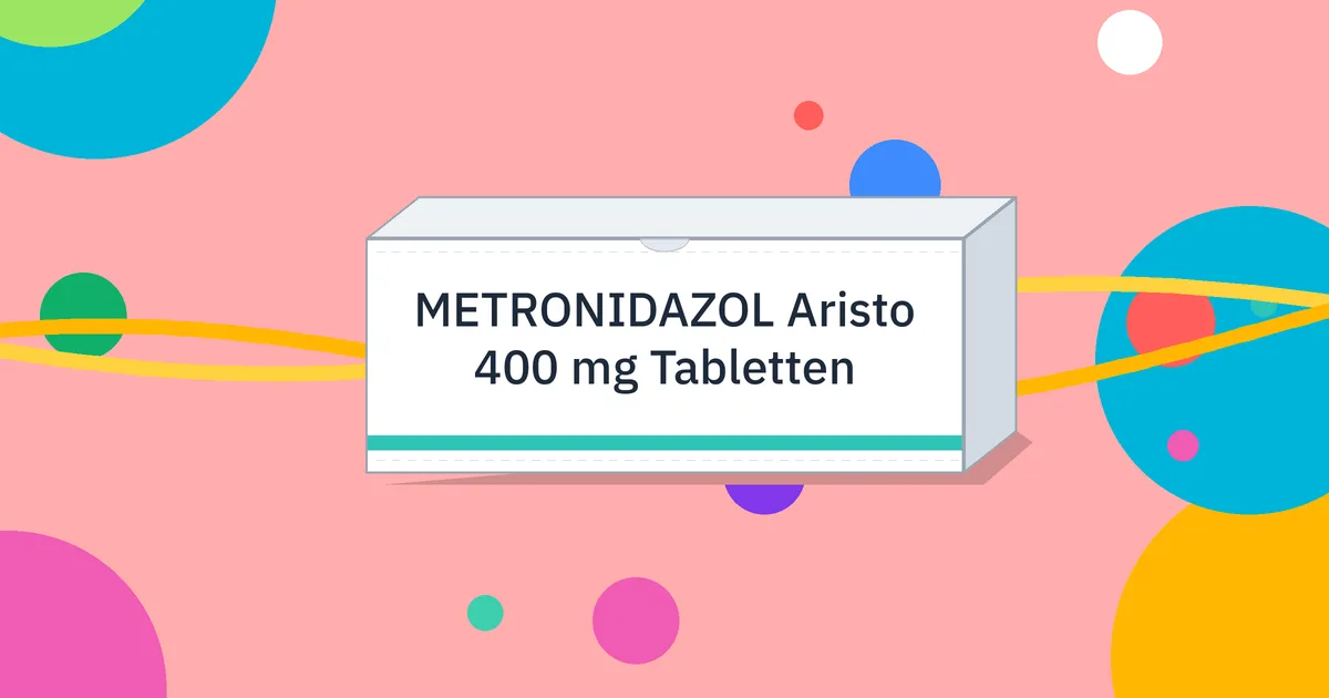 Symbolbild: Packung mit der Aufschrift METRONIDAZOL Aristo 400 mg Tabletten (PZN 07521280) – Verfügbarkeit und Bezug in Apotheken in Frankfurt am Main