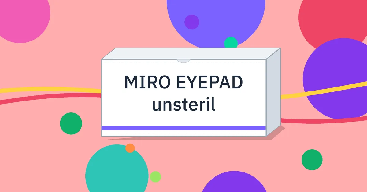 Symbolbild: Packung mit der Aufschrift MIRO EYEPAD unsteril (PZN 02913070) – Verfügbarkeit und Bezug in Apotheken in Frankfurt am Main