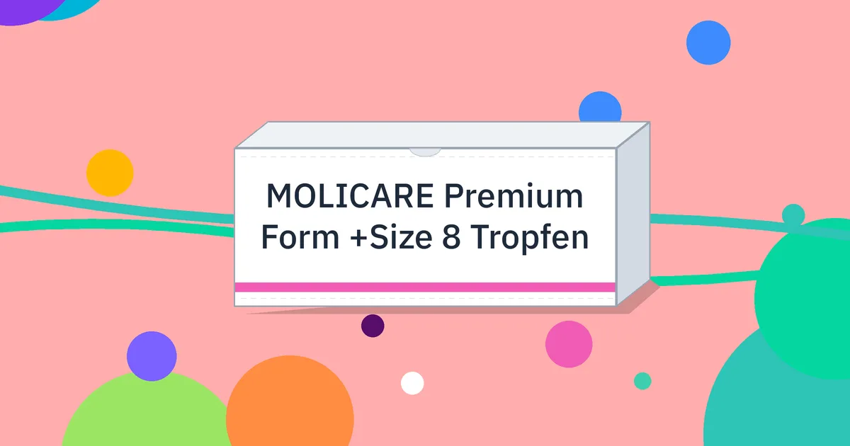 Symbolbild: Packung mit der Aufschrift MOLICARE Premium Form +Size 8 Tropfen (PZN 17249755) – Verfügbarkeit und Bezug in Apotheken in Frankfurt am Main