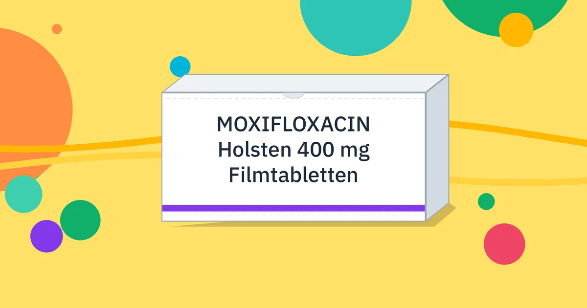 Symbolbild: Packung mit der Aufschrift MOXIFLOXACIN Holsten 400 mg Filmtabletten (PZN 12537923) – Verfügbarkeit und Bezug in Apotheken in Frankfurt am Main