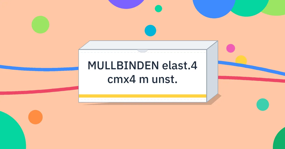 Symbolbild: Packung mit der Aufschrift MULLBINDEN elast.4 cmx4 m unst. (PZN 00963767) – Verfügbarkeit und Bezug in Apotheken in Frankfurt am Main