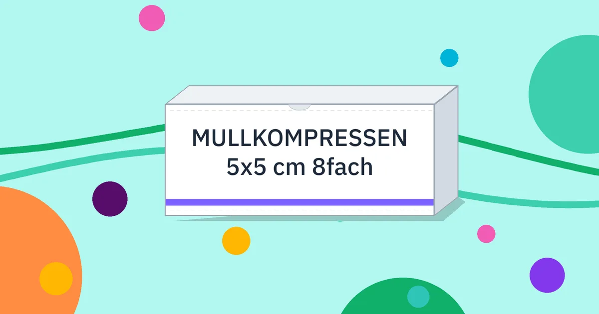 Symbolbild: Packung mit der Aufschrift MULLKOMPRESSEN 5x5 cm 8fach (PZN 01238784) – Verfügbarkeit und Bezug in Apotheken in Frankfurt am Main