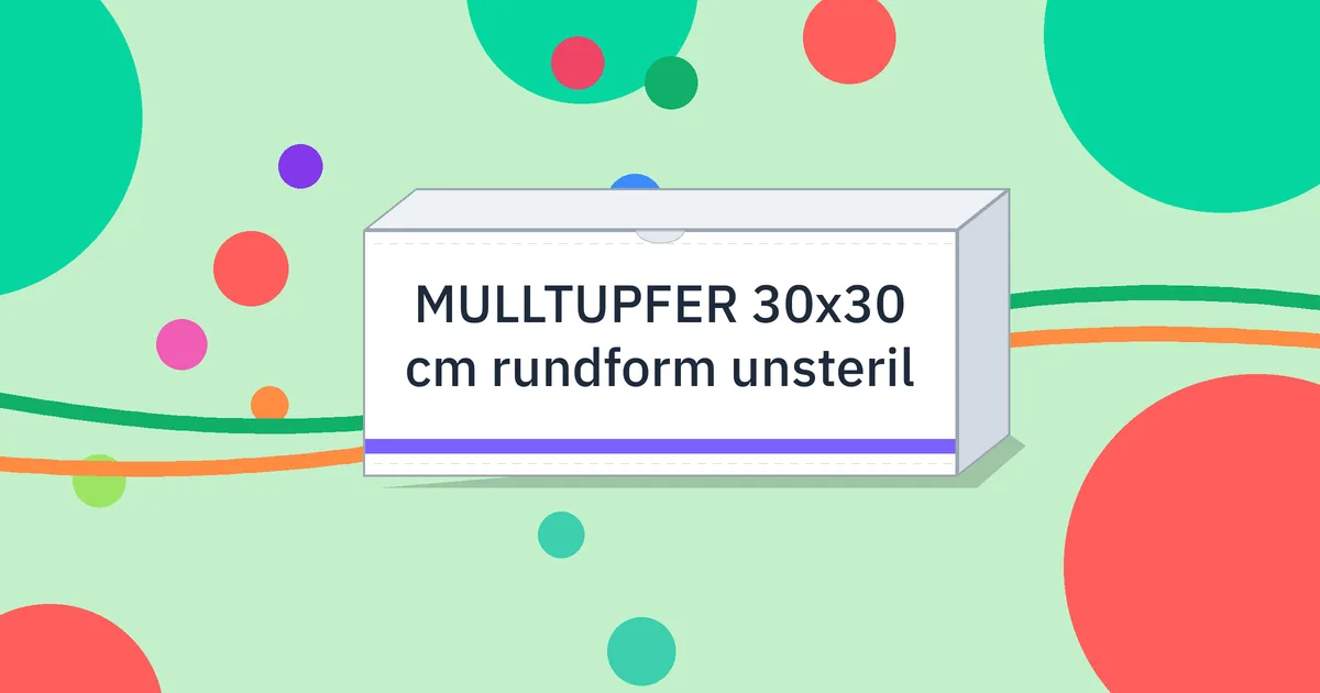 Symbolbild: Packung mit der Aufschrift MULLTUPFER 30x30 cm rundform unsteril (PZN 11862578) – Verfügbarkeit und Bezug in Apotheken in Frankfurt am Main