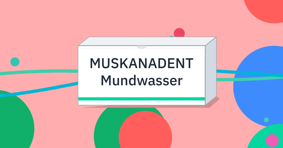 Symbolbild: Packung mit der Aufschrift MUSKANADENT Mundwasser (PZN 14382531) – Verfügbarkeit und Bezug in Apotheken in Frankfurt am Main