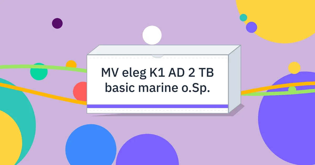 Symbolbild: Packung mit der Aufschrift MV eleg K1 AD 2 TB basic marine o.Sp. (PZN 14584938) – Verfügbarkeit und Bezug in Apotheken in Frankfurt am Main