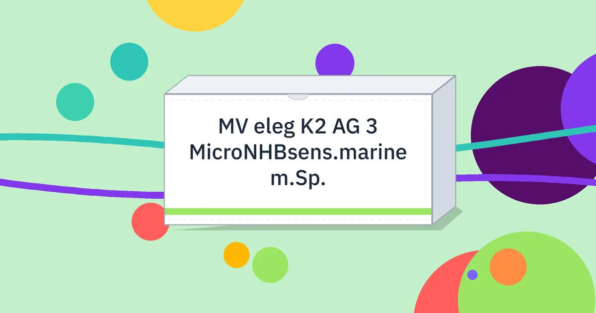 Symbolbild: Packung mit der Aufschrift MV eleg K2 AG 3 MicroNHBsens.marine m.Sp. (PZN 15724548) – Verfügbarkeit und Bezug in Apotheken in Frankfurt am Main